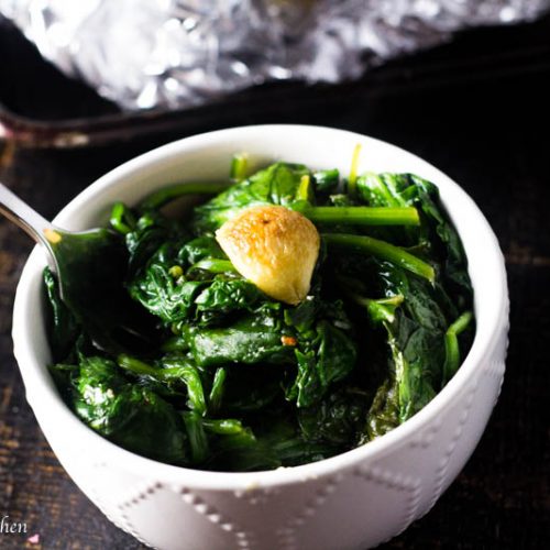 Lemon Garlic Sautéed Spinach - Girl and the Kitchen