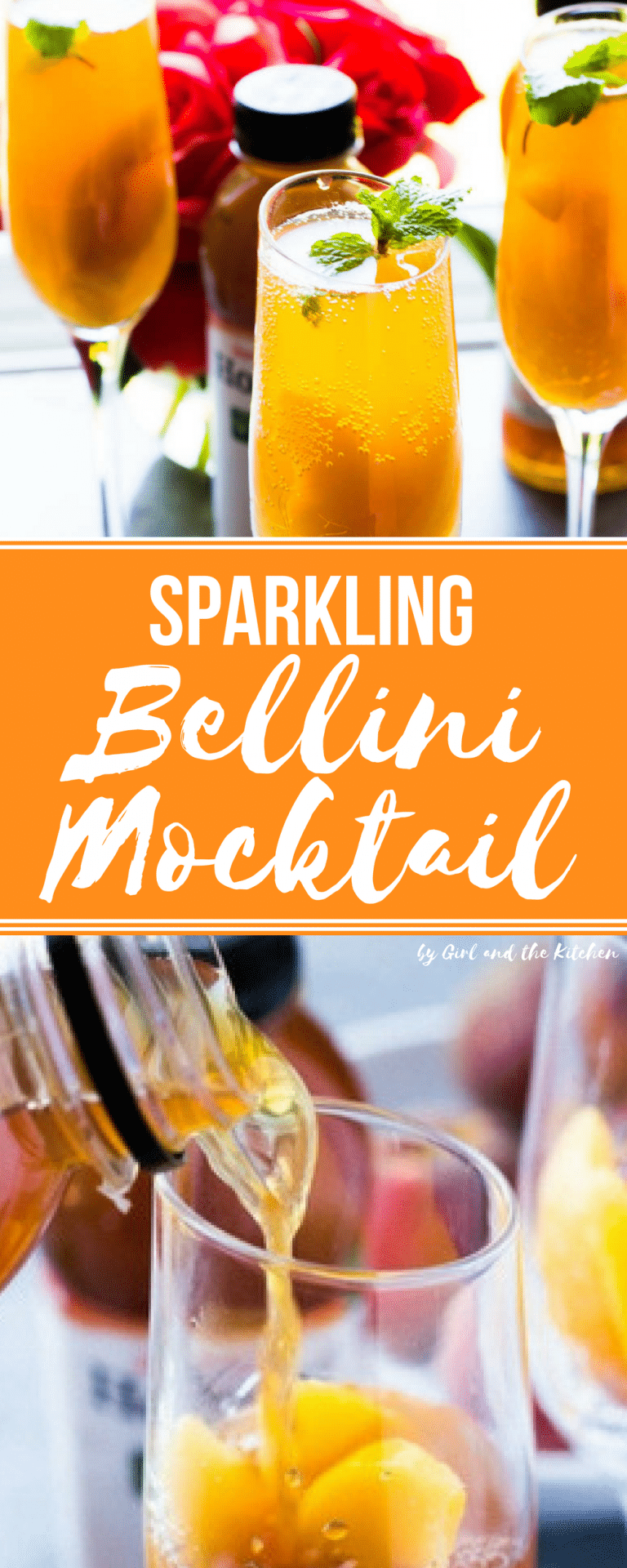 Sparkling Bellini Mocktail - Girl and the Kitchen