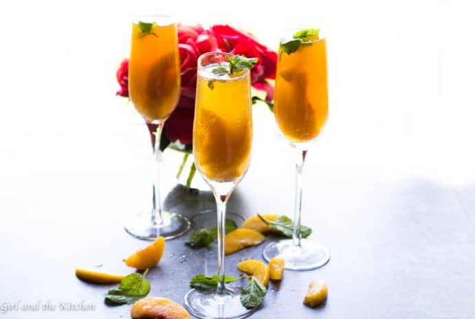 Sparkling Bellini Mocktail - Girl and the Kitchen