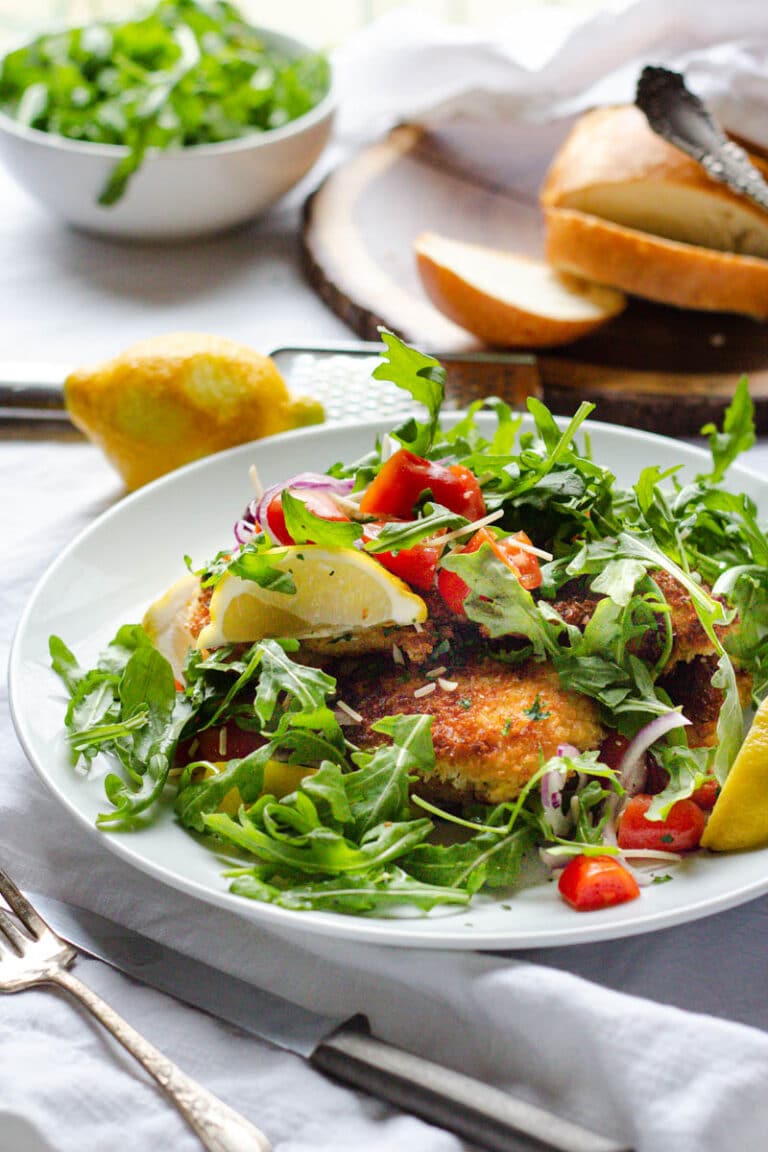How to Make Chicken Milanese (with Arugula and Tomato Salad) - Girl and ...
